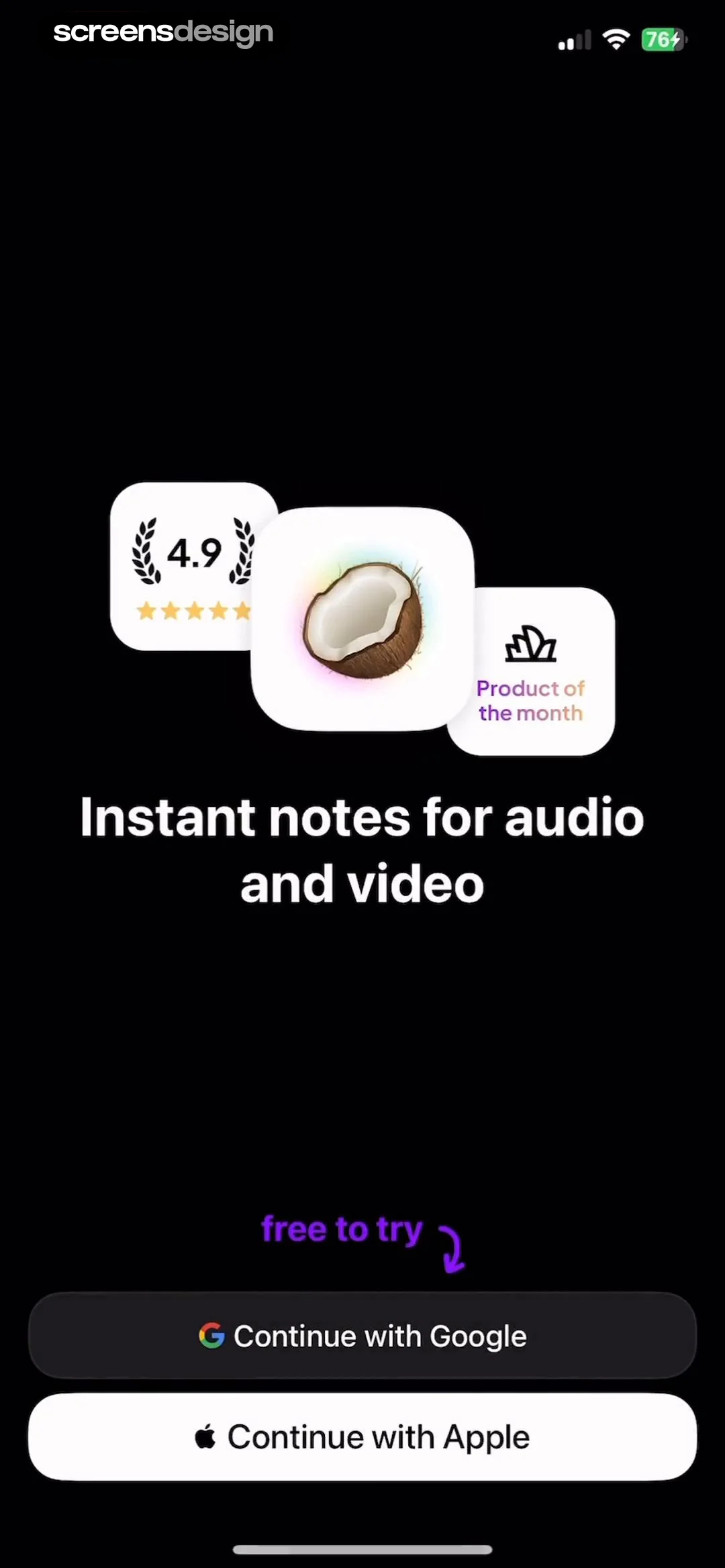 Coconote - AI Note Taker | ScreensDesign