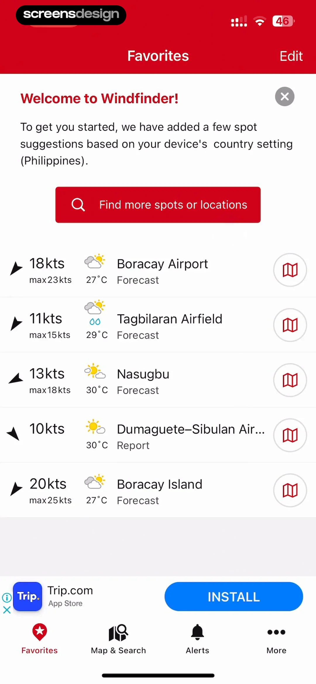 Windfinder: Wind & Weather map | ScreensDesign