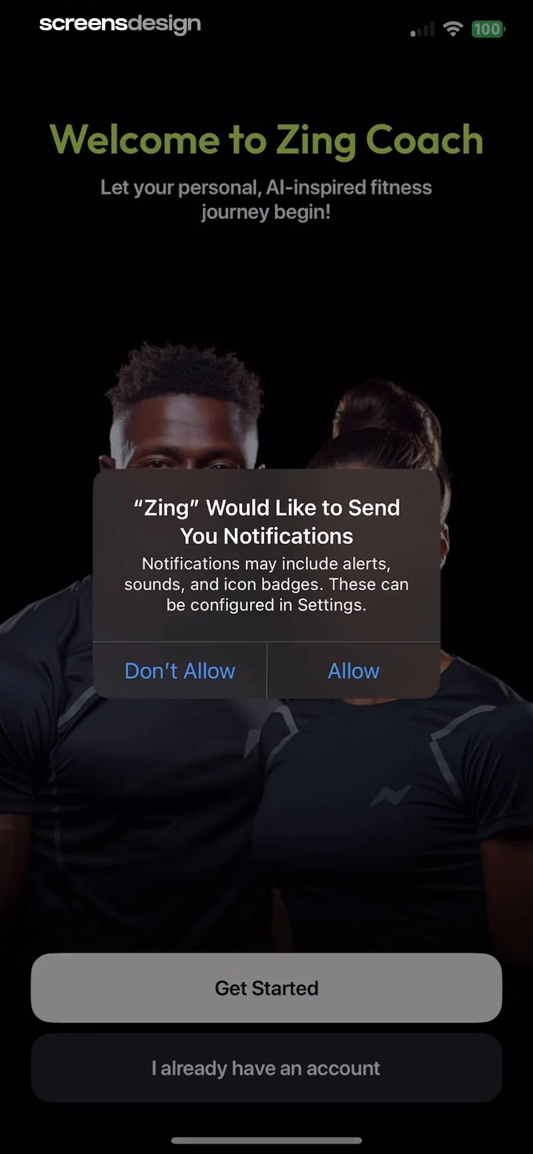 Zing AI: Home & Gym Workouts | ScreensDesign