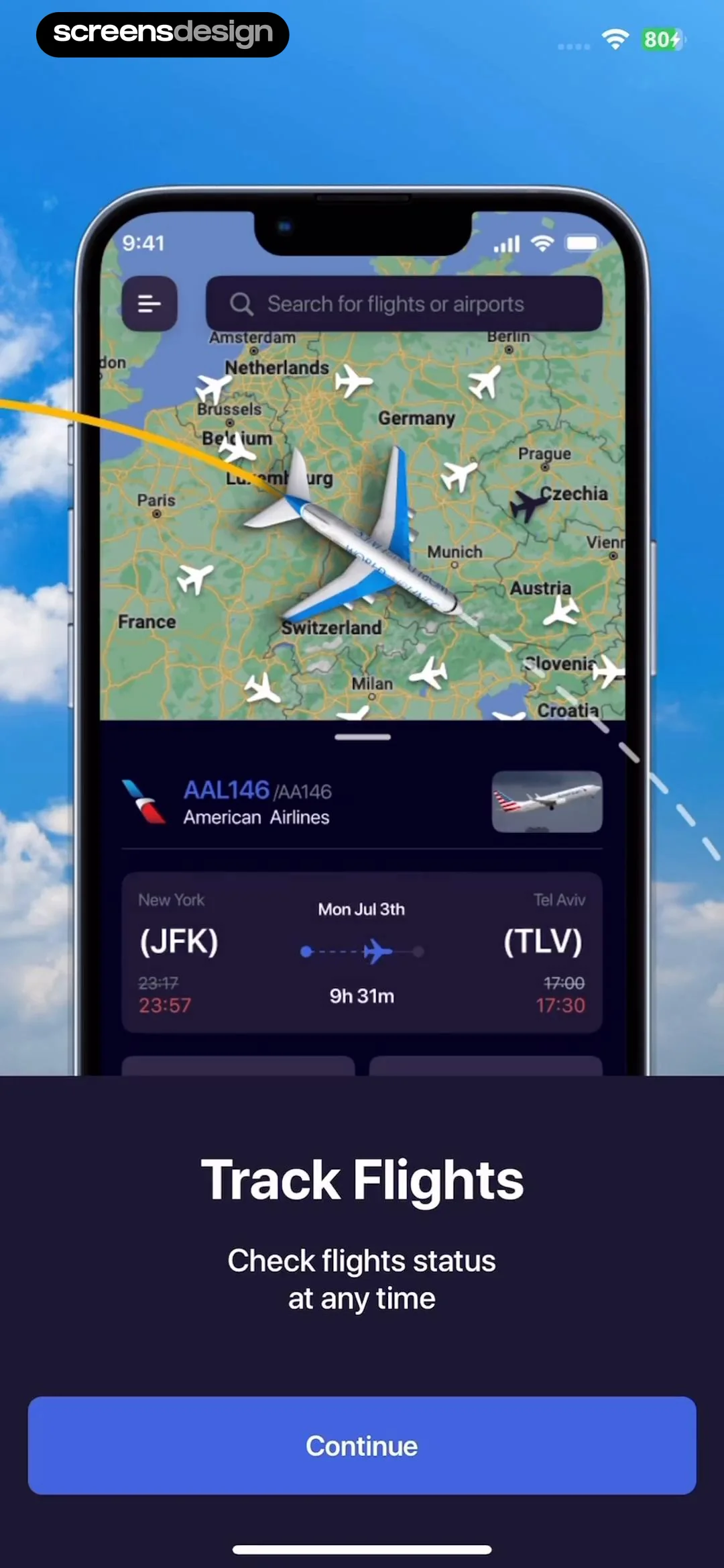 Flight Radar Airplane Tracker | ScreensDesign
