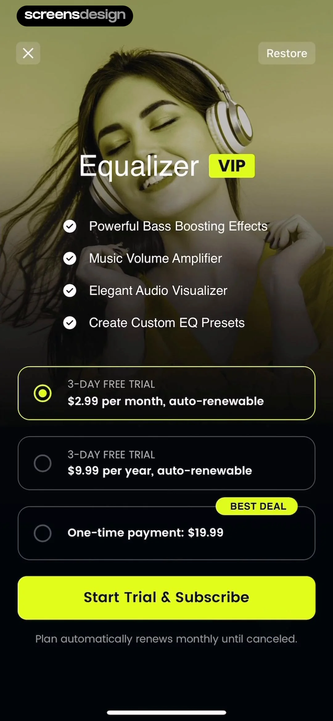 Equalizer Fx: Bass Booster App | ScreensDesign