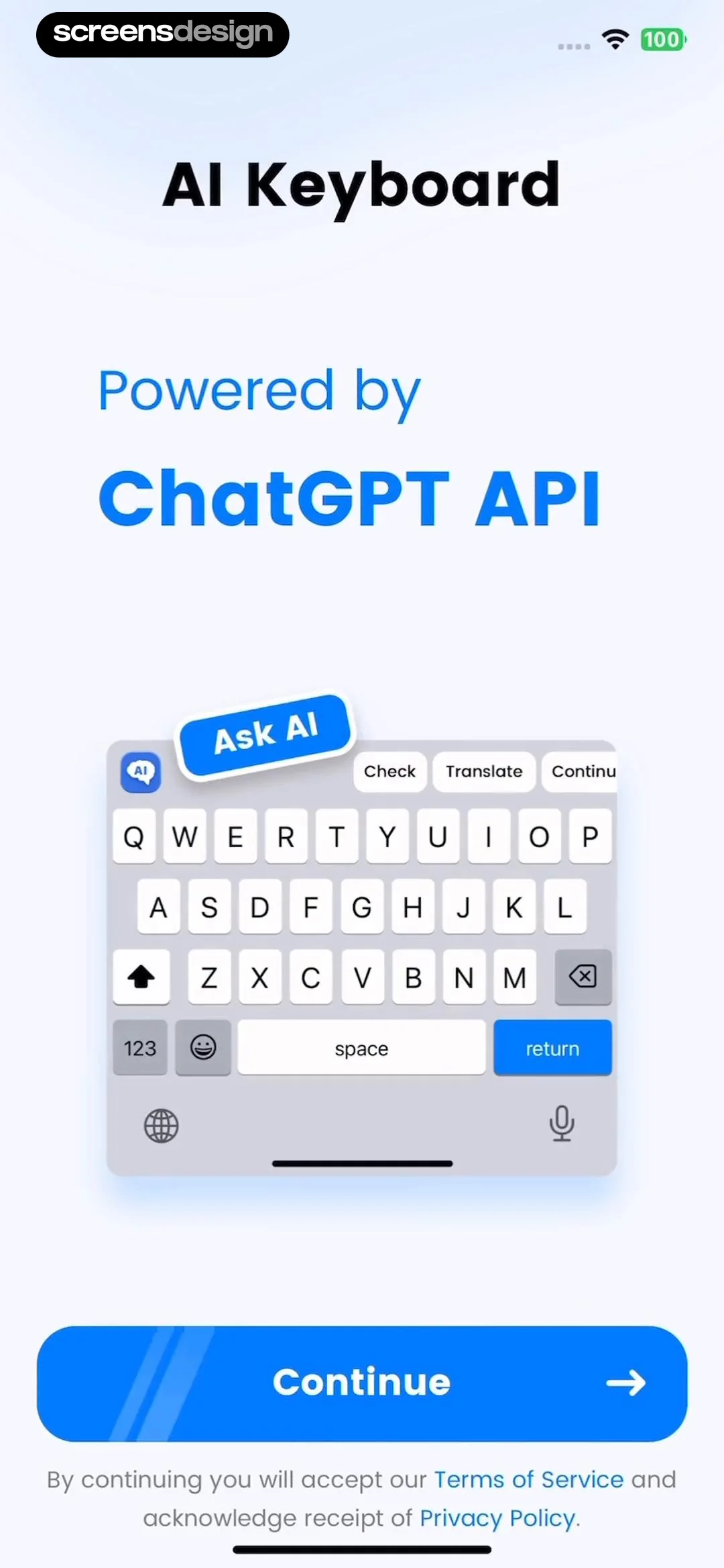 AI Keyboard: Chatbot, Grammar | ScreensDesign