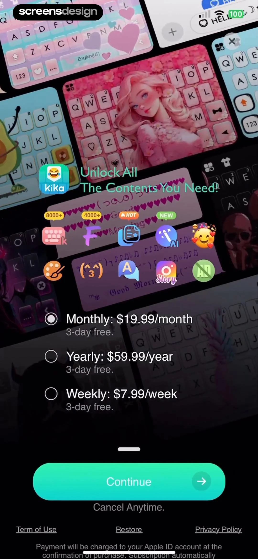 Kika Keyboard: Custom Themes | ScreensDesign