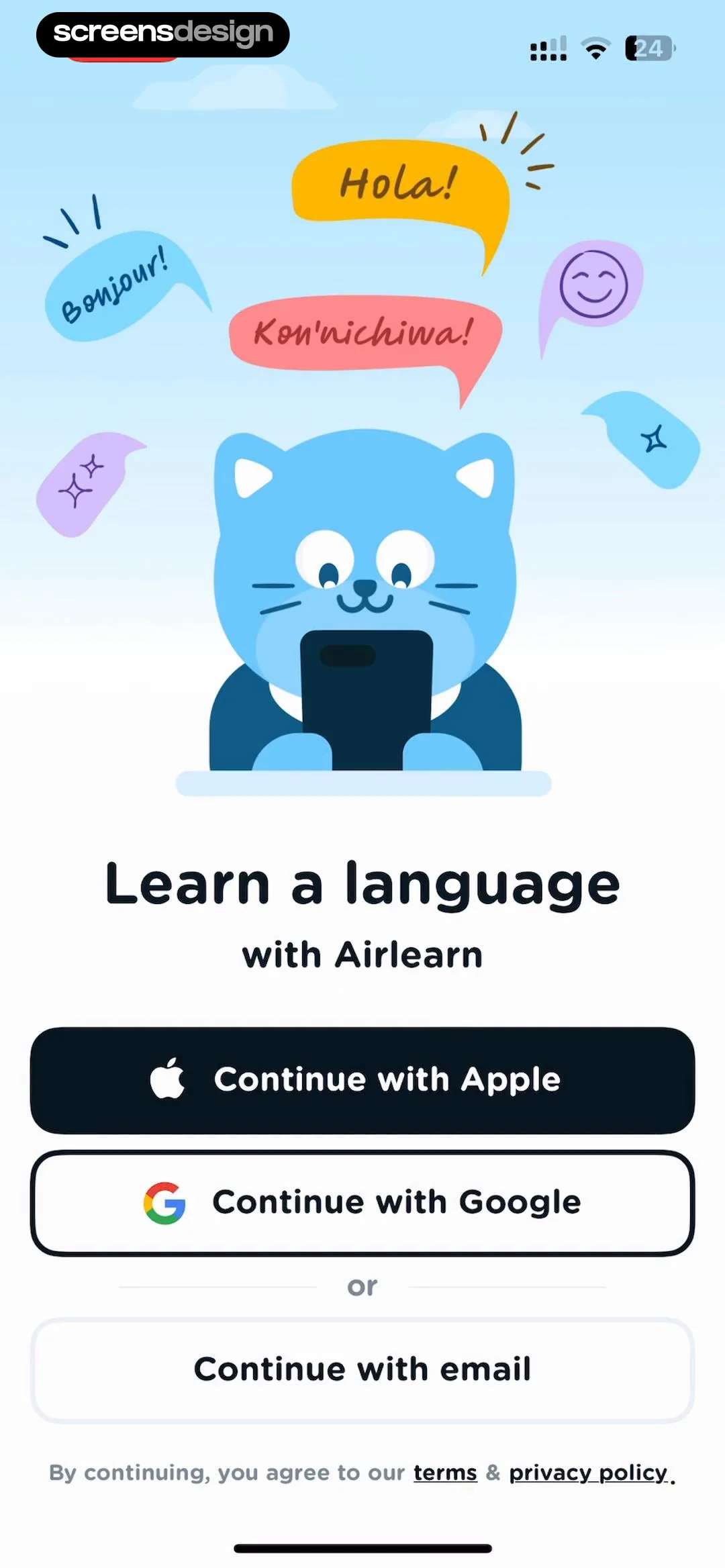 Airlearn - Language Learning | ScreensDesign