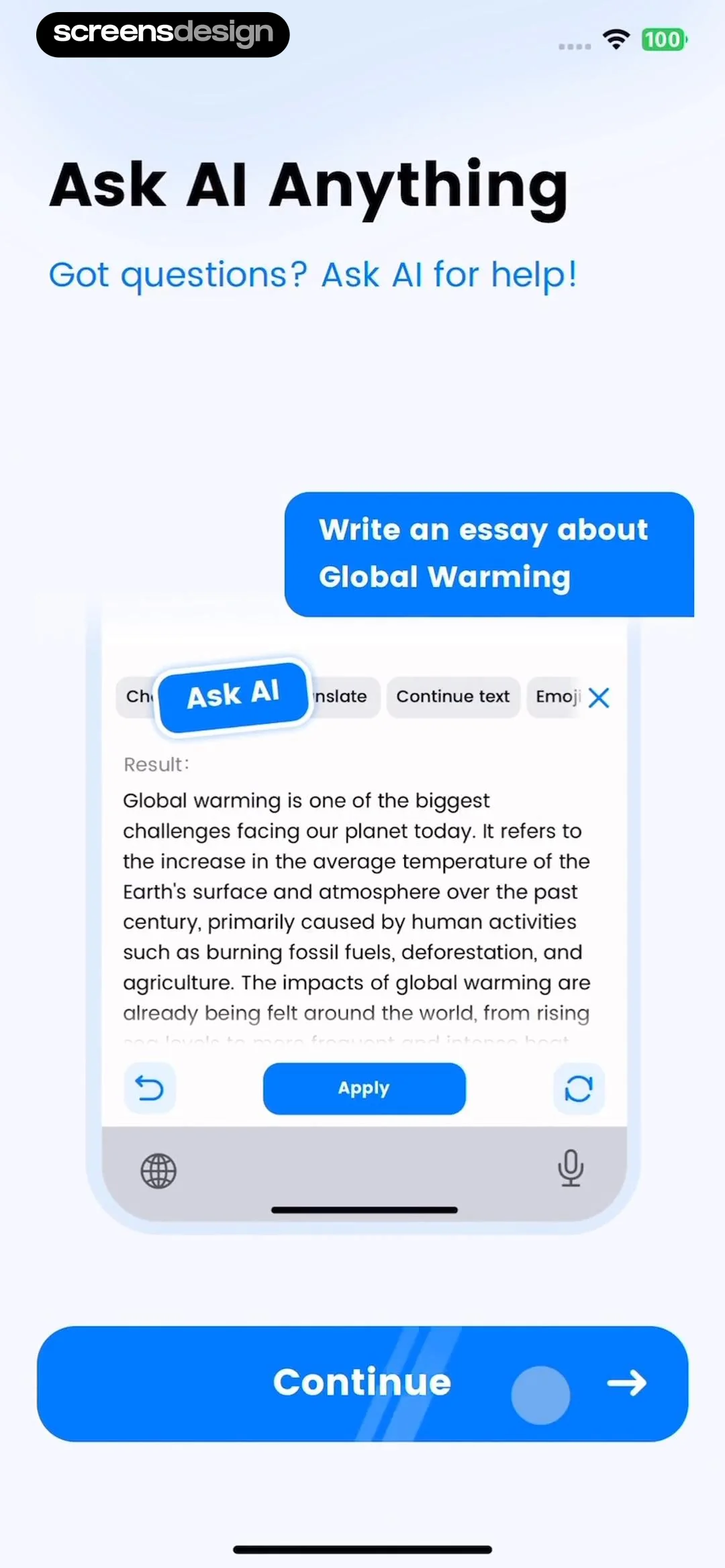 AI Keyboard: Chatbot, Grammar | ScreensDesign