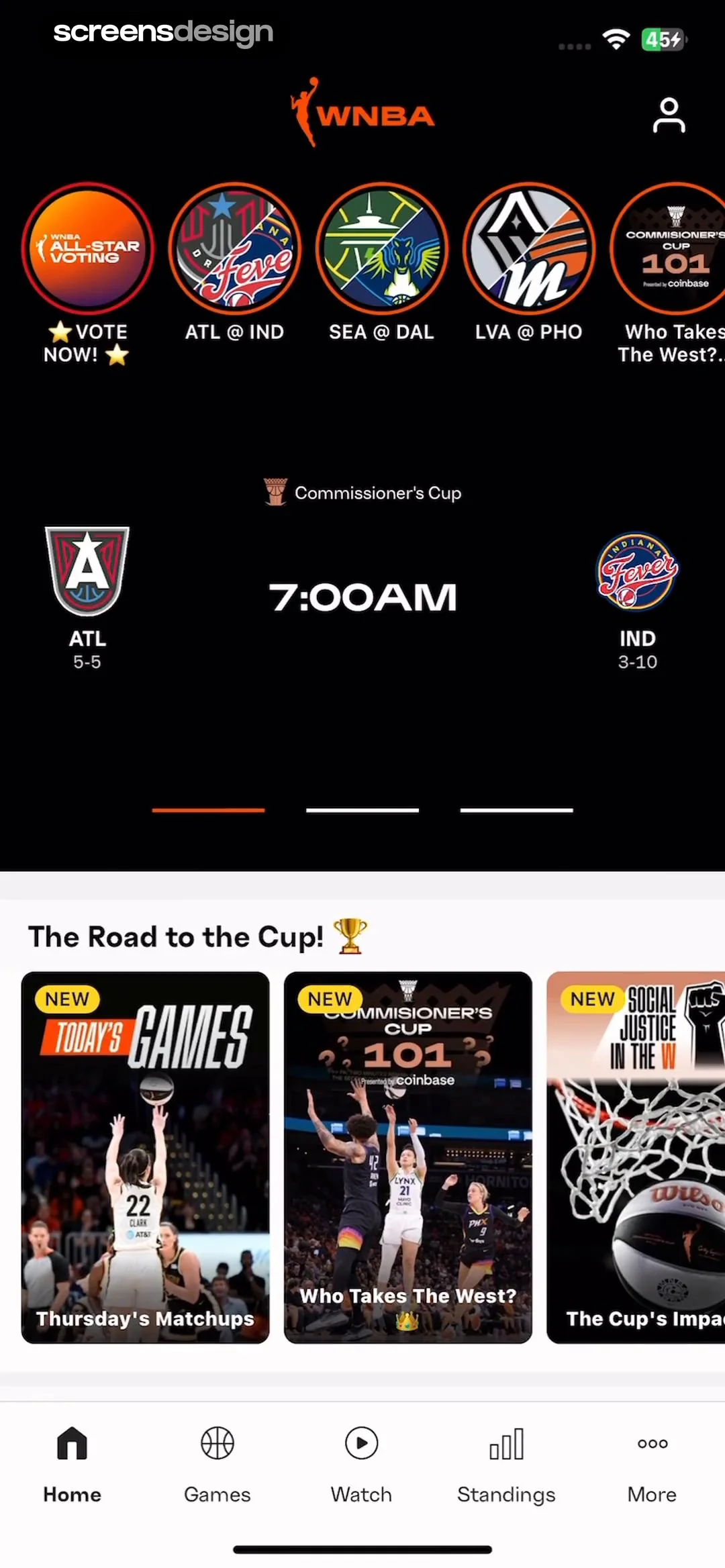 WNBA: Live Games & Scores | ScreensDesign