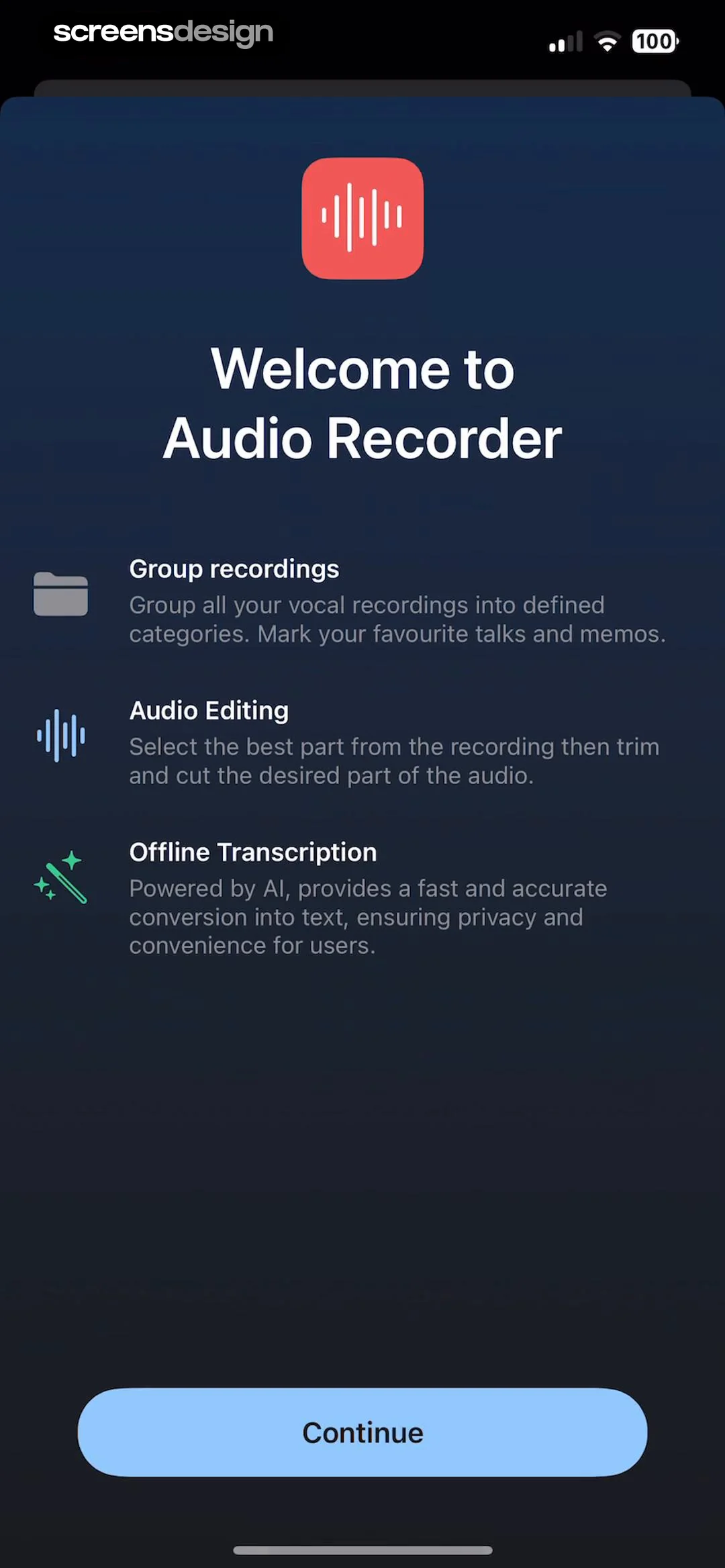 Voice Recorder & Transcribe | ScreensDesign