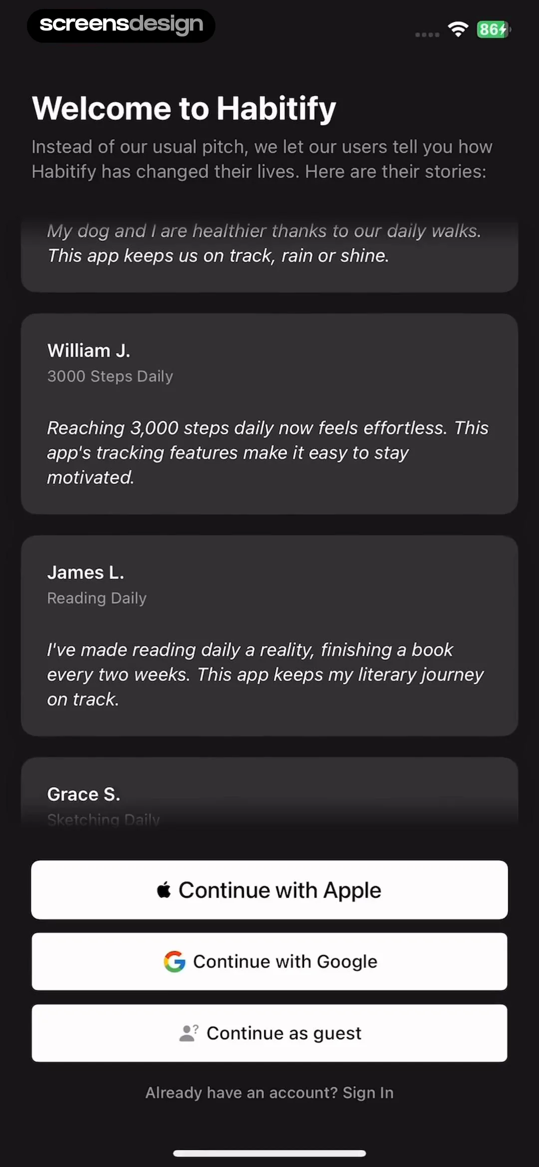 Habitify: Habit Tracker | ScreensDesign