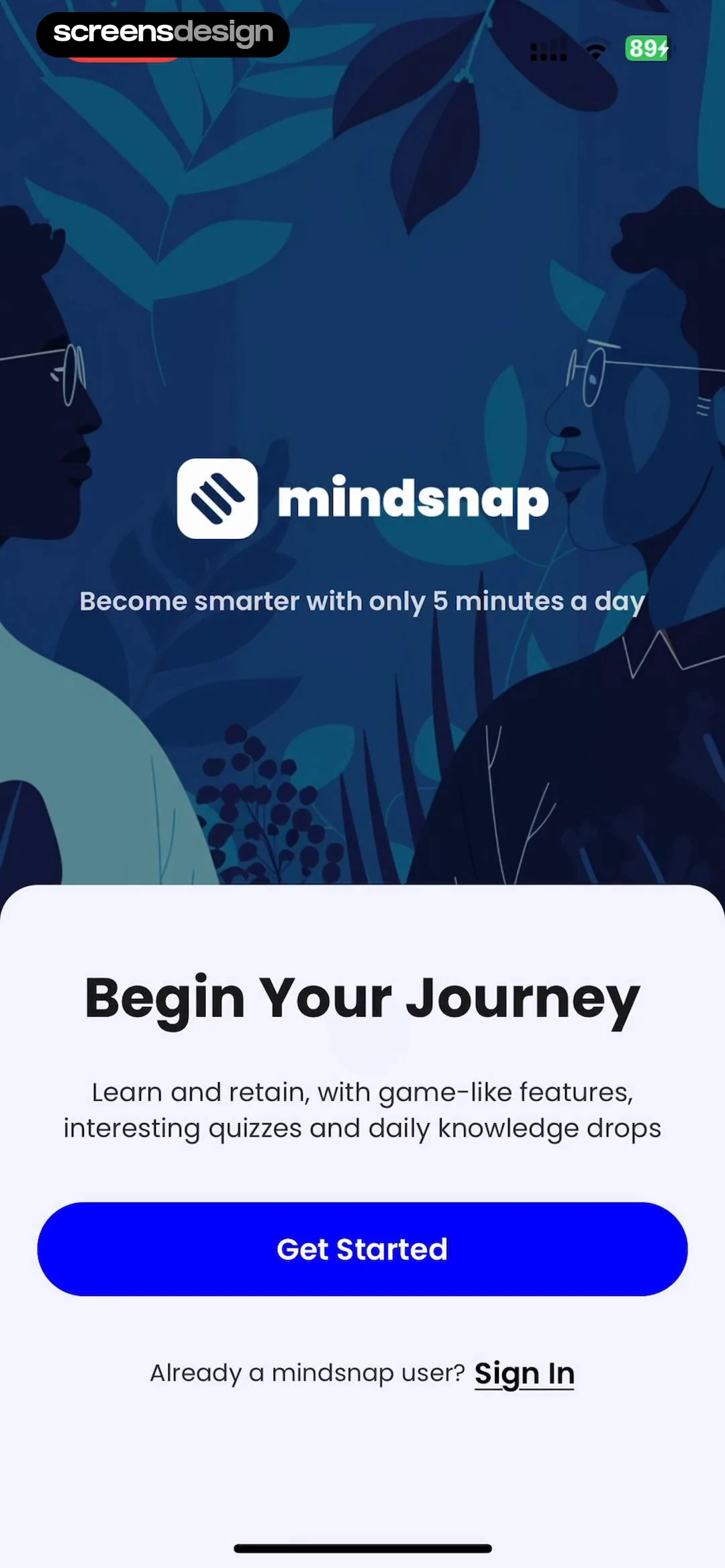 Mindsnap: Daily Micro Learning | ScreensDesign